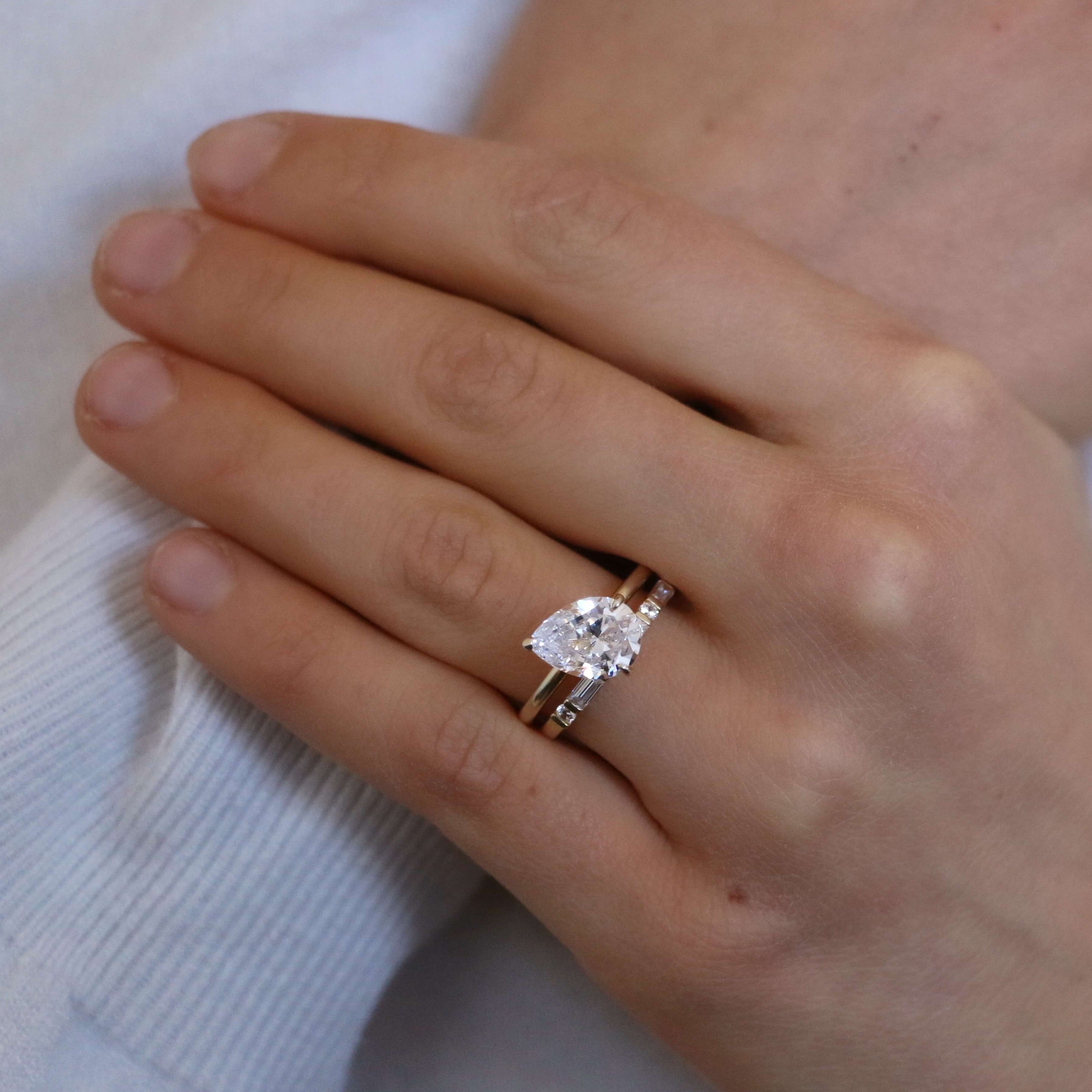 Pear Solitaire Angled Engagement Ring | Lab Grown | Deltora Diamonds AU
